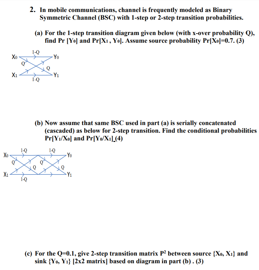 Solved 2. In mobile communications, channel is frequently | Chegg.com