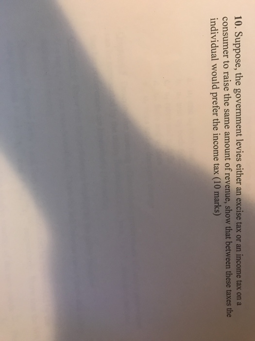 Solved 10. Suppose, the government levies either an excise | Chegg.com