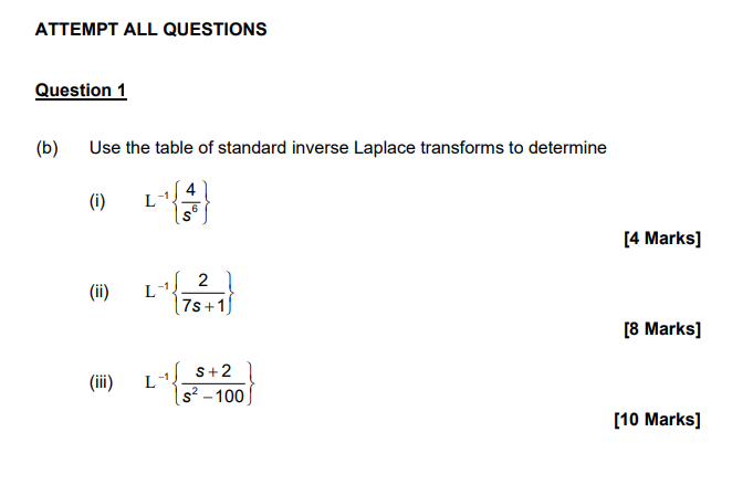 Solved ATTEMPT ALL QUESTIONS Question 1 (b) Use the table of | Chegg.com