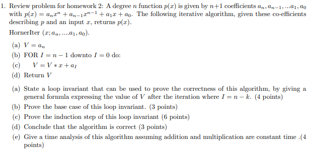 Solved Review problem for homework 2: A degree n function | Chegg.com
