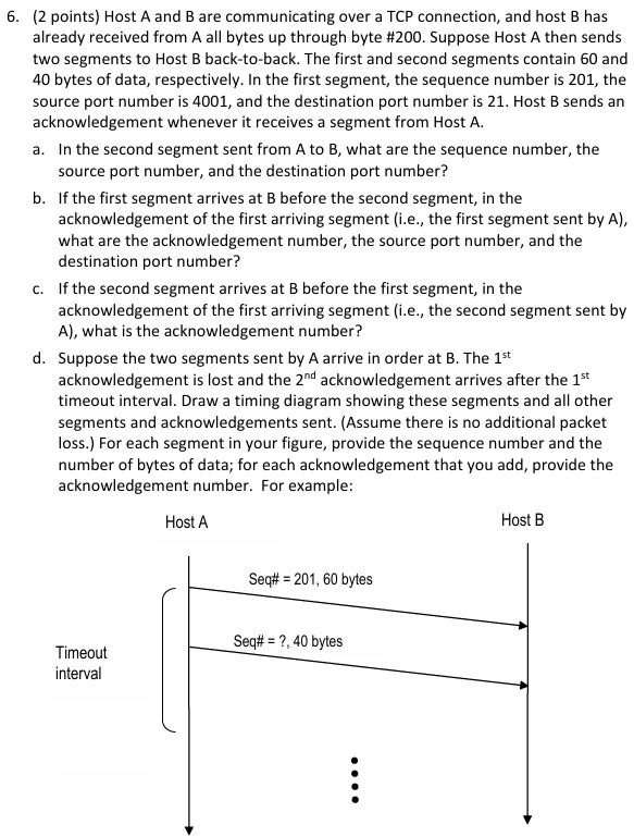 Solved 6. (2 ﻿points) ﻿Host \( ﻿A \) ﻿and \( ﻿B \) ﻿are | Chegg.com