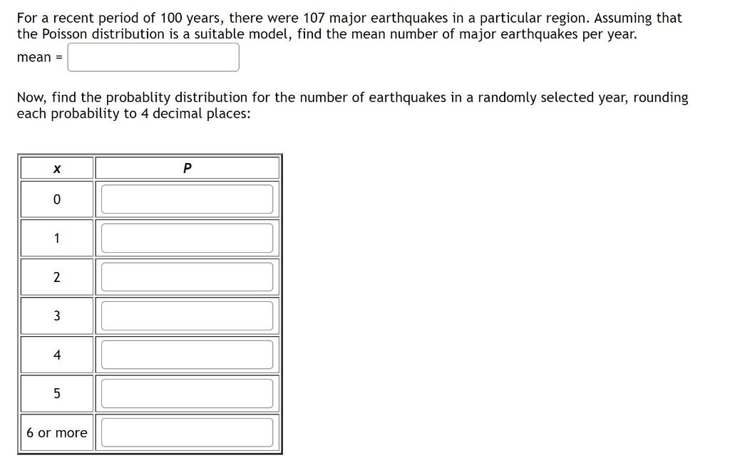 Solved For a recent period of 100 years, there were 107 | Chegg.com