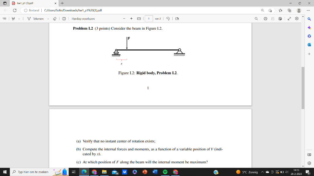 Solved Problem I.2 ( 3 points) Consider the beam in Figure | Chegg.com