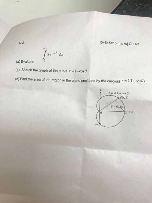 Solved 15+5+5-15 marks] CLO-3 Q.2 (a) Evaluate (b). Sketch | Chegg.com