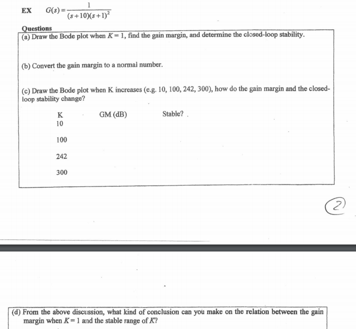 Solved Stability Margins from Bode Plot | Chegg.com
