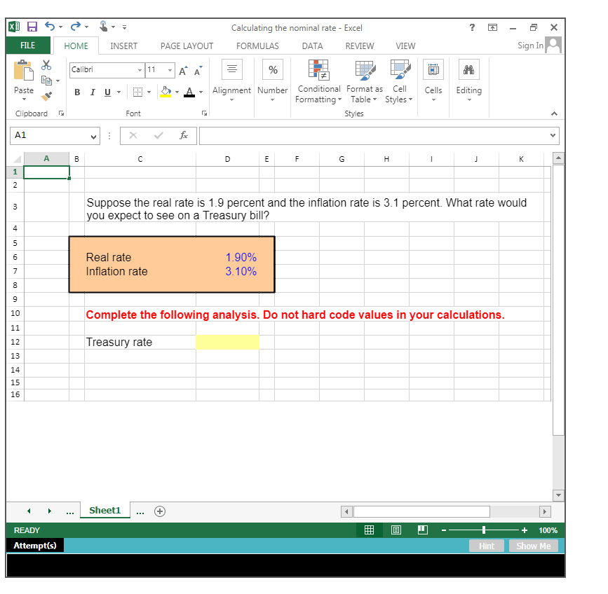 Solved XD ? + 5 x Calculating the nominal rate - Excel | Chegg.com