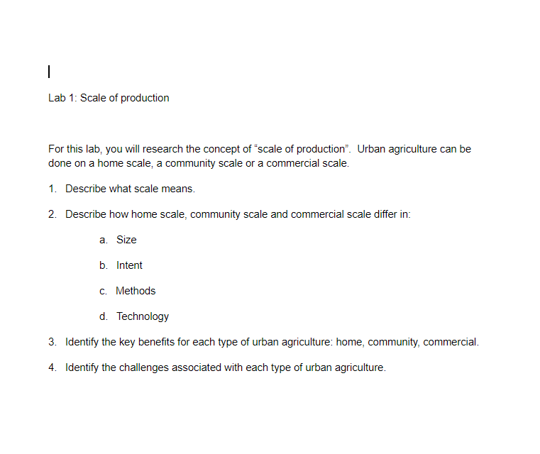 Solved 1 Lab 1: Scale of production For this lab, you will | Chegg.com