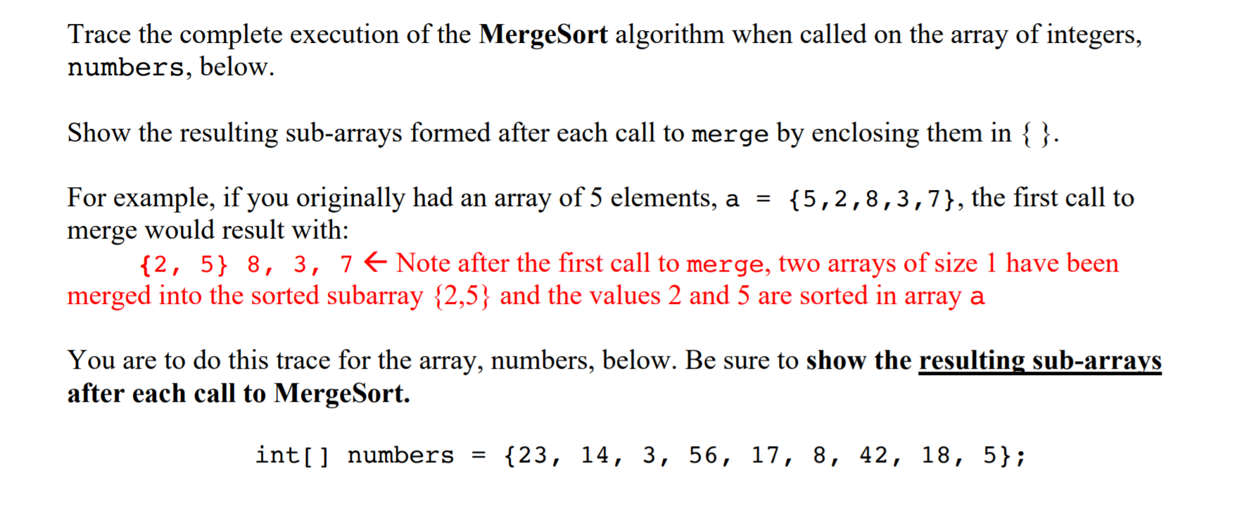 Solved Mergesort 01 Public Static Void Mergesort Char A 4978