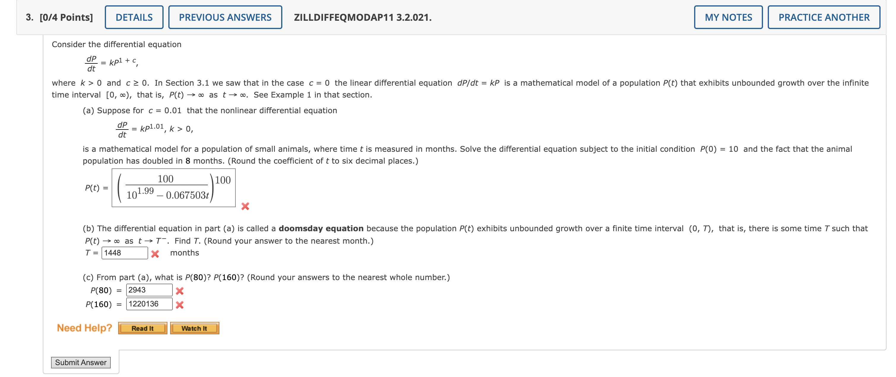 Solved 0/4 Points] ZILLDIFFEQMODAP11 3.2.021. Consider the | Chegg.com