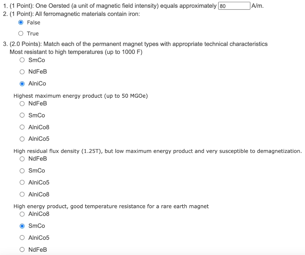 Solved A/m. 1. (1 Point): One Oersted (a unit of magnetic | Chegg.com