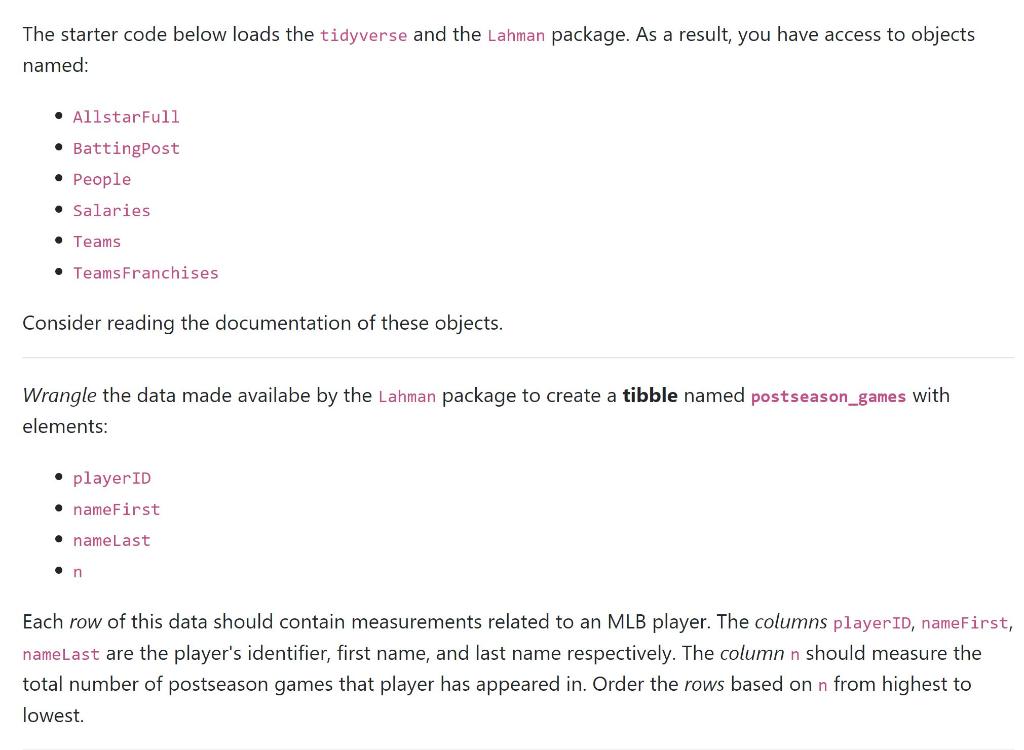 Solved The starter code below loads the tidyverse and the | Chegg.com