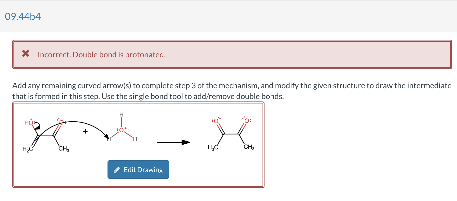 Solved X Incorrect. Double bond is protonated.Add any | Chegg.com Solved X Incorrect. Double bond is protonated.Add any | Chegg.com