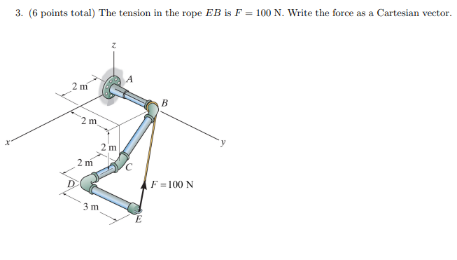Solved 3. (6 points total) The tension in the rope EB is | Chegg.com