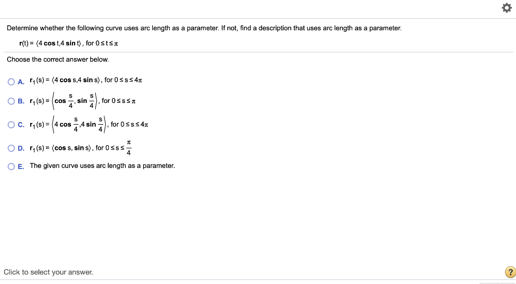 Solved Determine whether the following curve uses arc length | Chegg.com