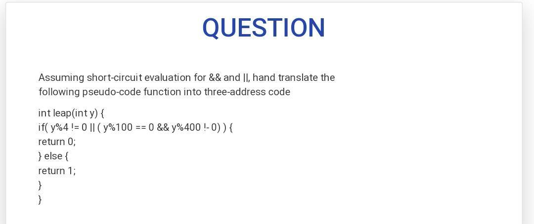 Solved QUESTION Assuming short-circuit evaluation for && and | Chegg.com