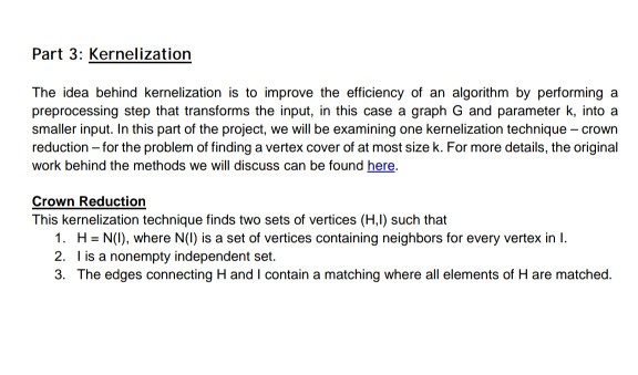Part 3: Kernelization The idea behind kernelization | Chegg.com