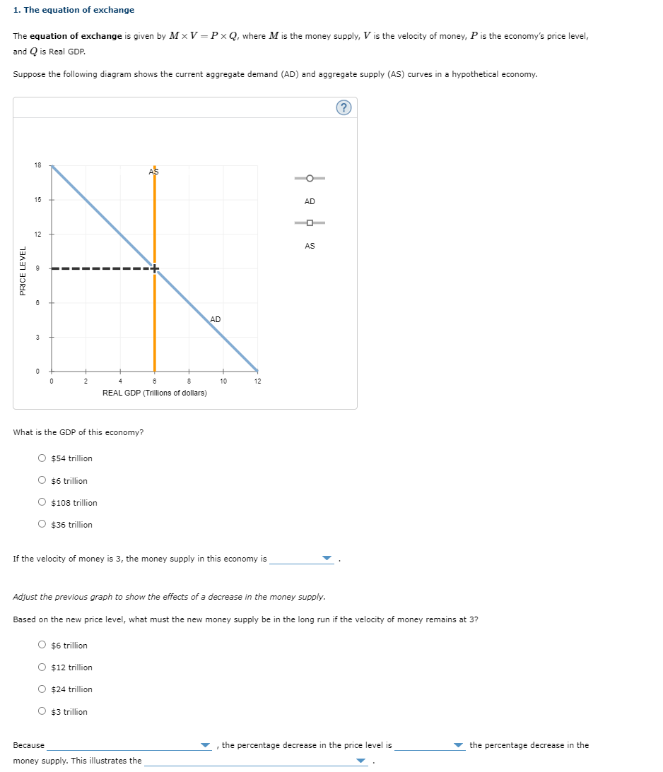 Solved 1. The equation of exchange The equation of exchange | Chegg.com