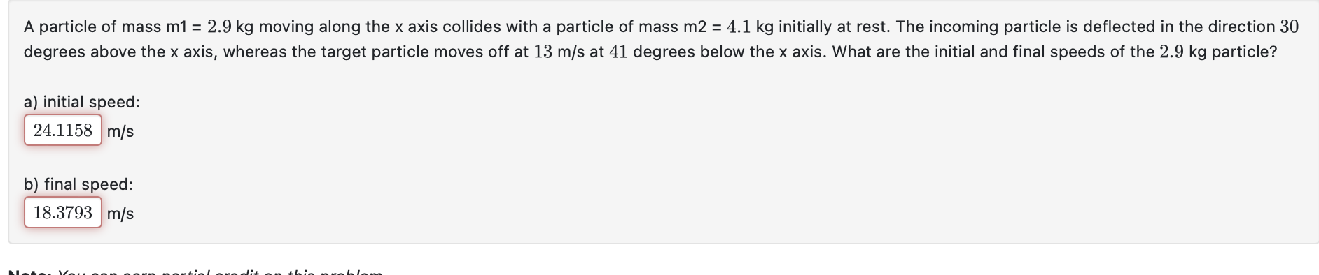 Solved A particle of mass m1=2.9 kg moving along the x axis | Chegg.com