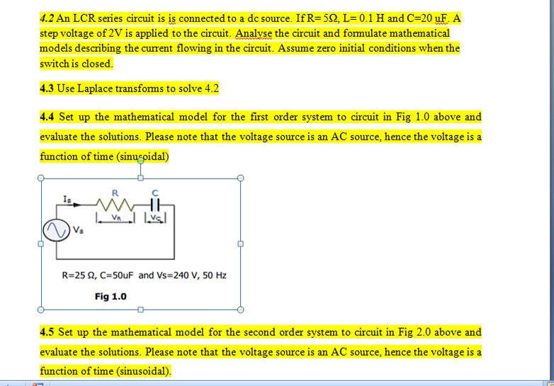 Solved 4.2 ﻿An LCR series circuit is is connected to a dc | Chegg.com