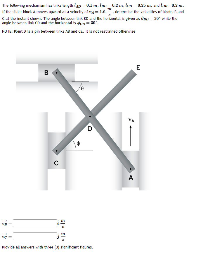 Solved The following mechanism has links length | Chegg.com