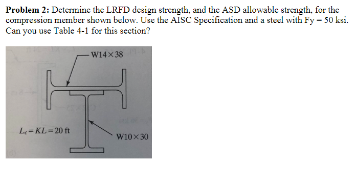 Solved Problem 2: Determine the LRFD design strength, and | Chegg.com