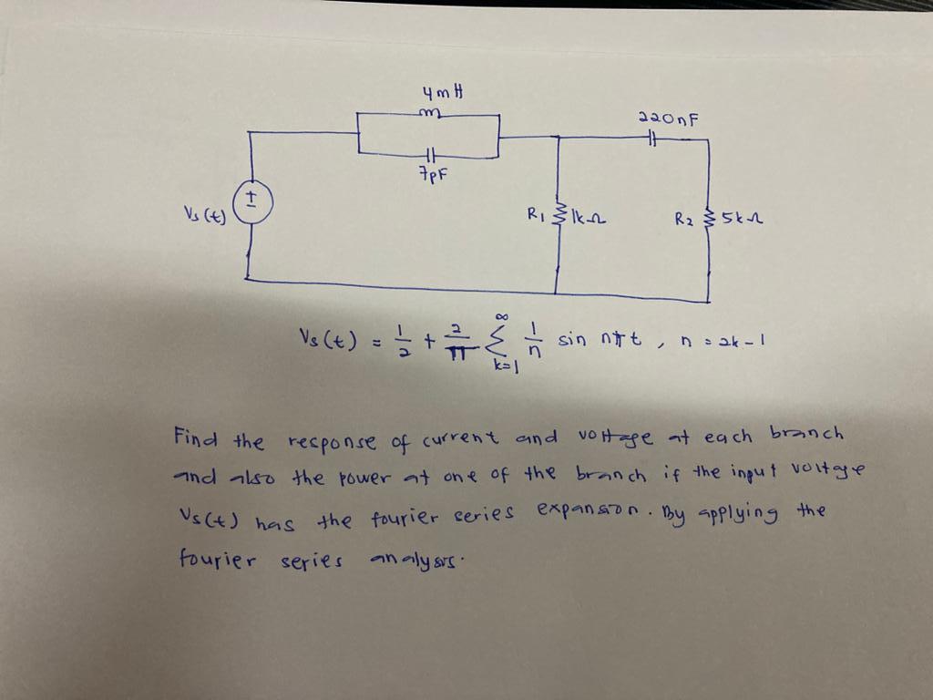 Solved 4 m # mm 22onf HH th 7PF t Vs (t) Rilkan Rz 35kn Vs | Chegg.com