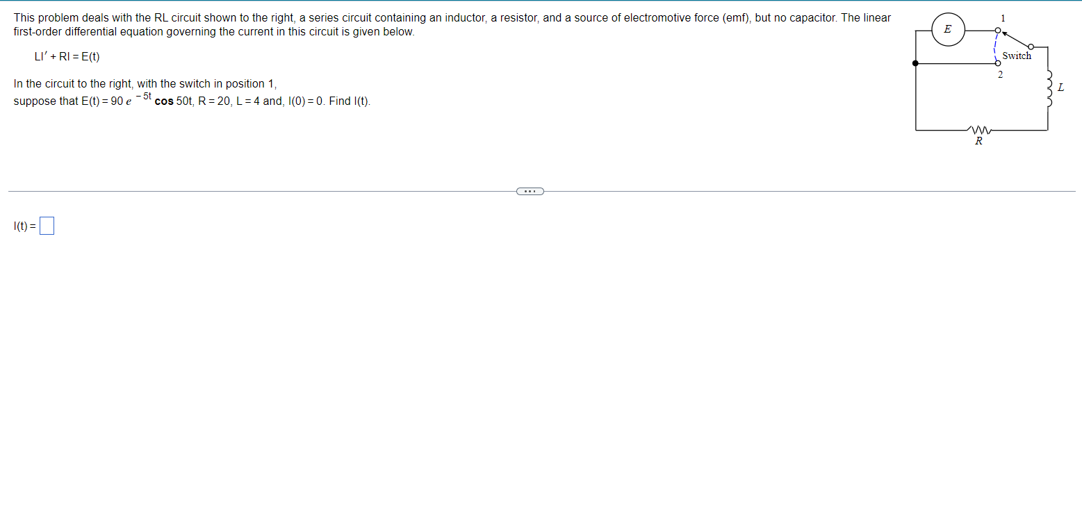 Solved This problem deals with the RL circuit shown to the | Chegg.com