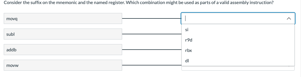 Solved Consider the suffix on the mnemonic and the named | Chegg.com