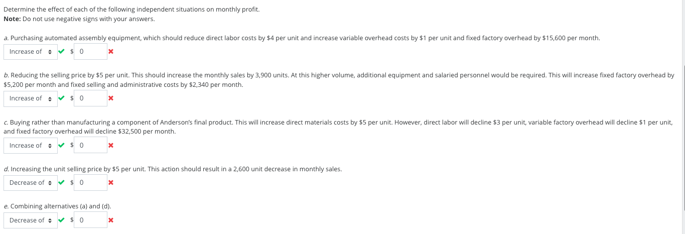 Solved In an attempt to improve profit performance, Anderson | Chegg.com