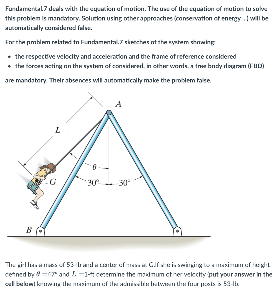 Solved Fundamental.7 deals with the equation of motion. The | Chegg.com
