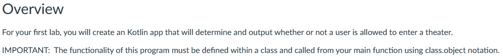 Solved For your first lab, you will create an Kotlin app | Chegg.com