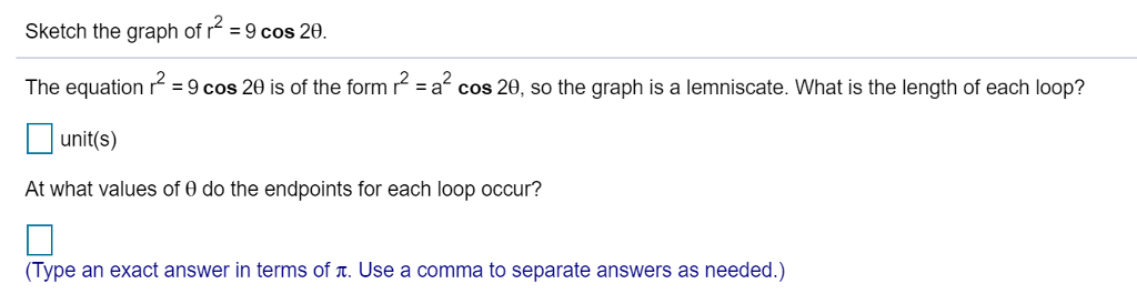 Solved Sketch the graph of r2-9 cos 2θ The equation r2-9 cos | Chegg.com