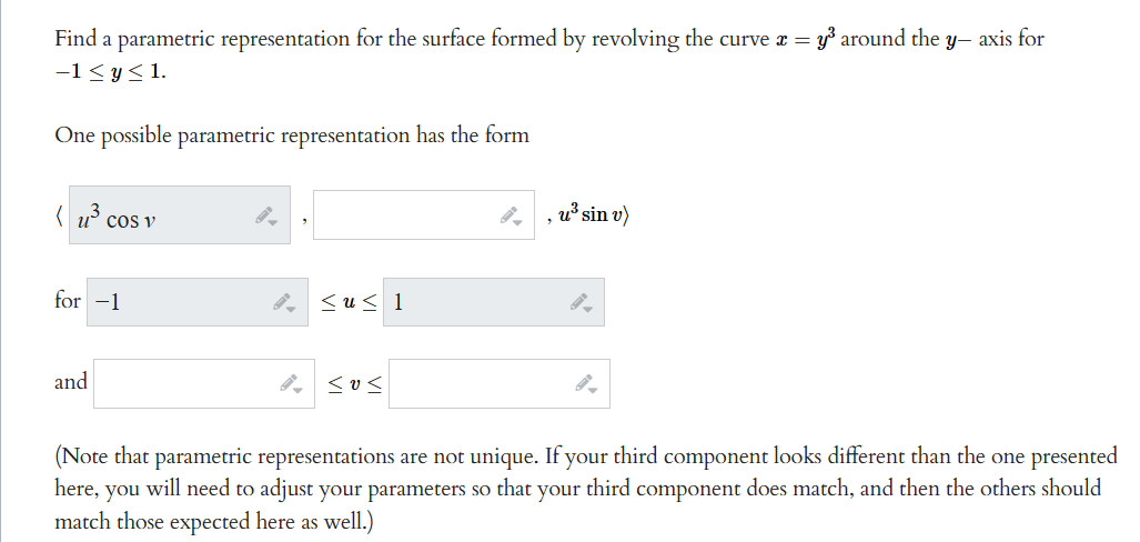 Solved Find a parametric representation for the surface | Chegg.com