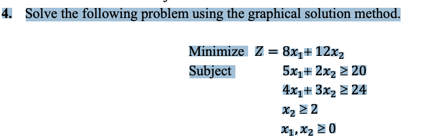 Solve the following problem using the graphical | Chegg.com