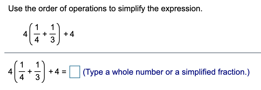 Solved Use the order of operations to simplify the | Chegg.com