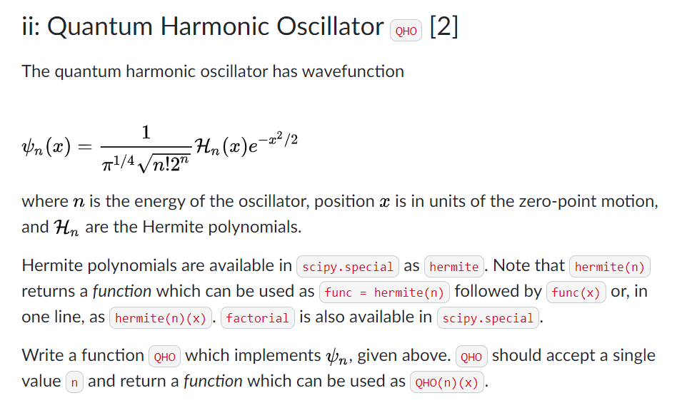 Solved ii: Quantum Harmonic Oscillator [2] The quantum | Chegg.com