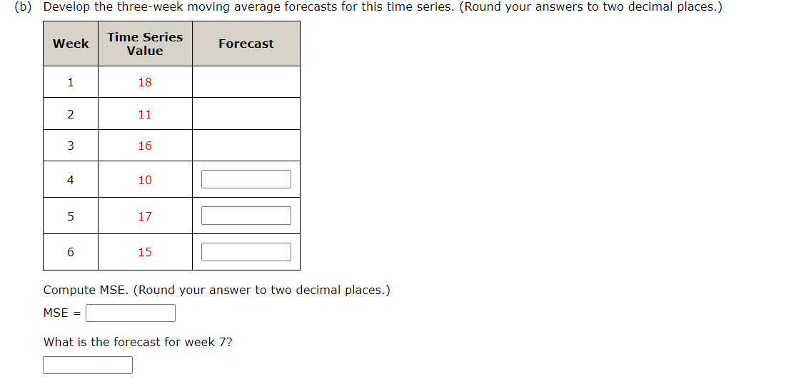 Solved Consider the following time series data. (a) | Chegg.com