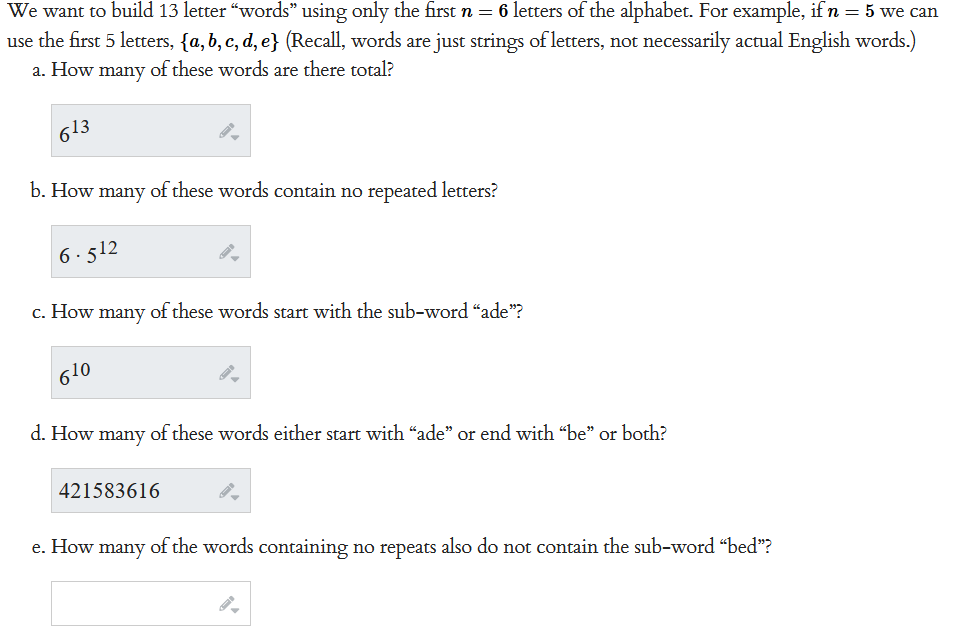 Solved We want to build 13 letter “words” using only the | Chegg.com
