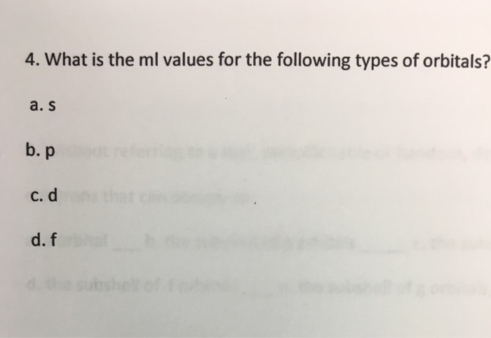 Solved 4. What is the ml values for the following types of | Chegg.com