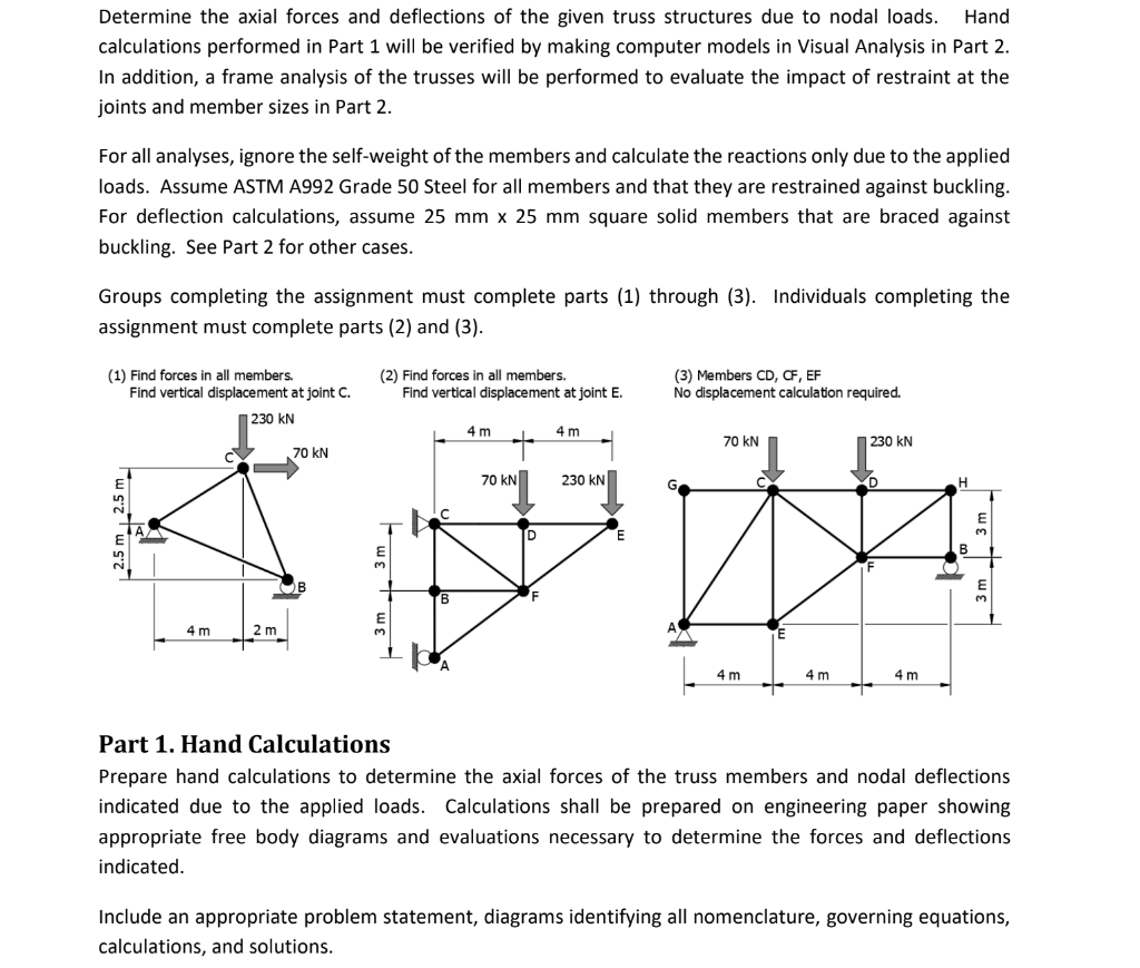 Determine the axial forces and deflections of the | Chegg.com