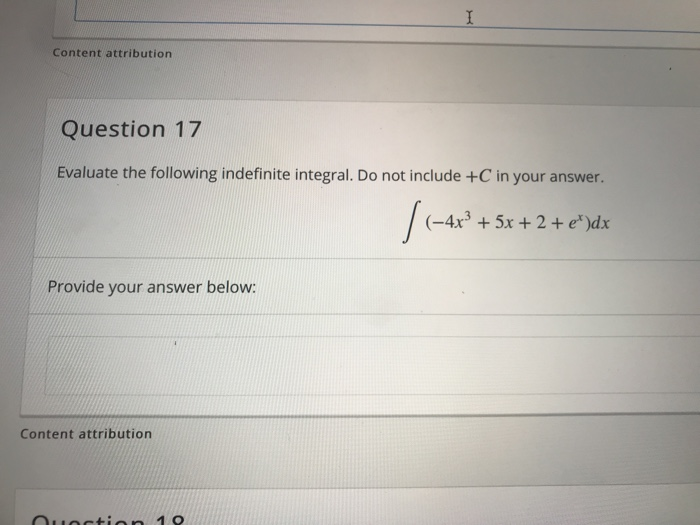 Solved Content attribution Question 17 Evaluate the | Chegg.com
