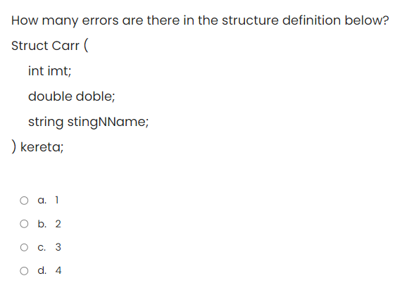 Solved How many errors are there in the structure definition | Chegg.com