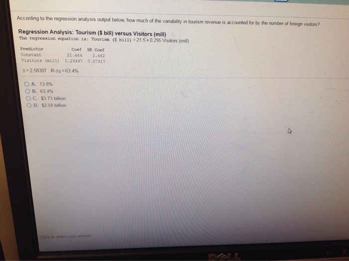 Solved According To The Regression Analysis Output Below 2006