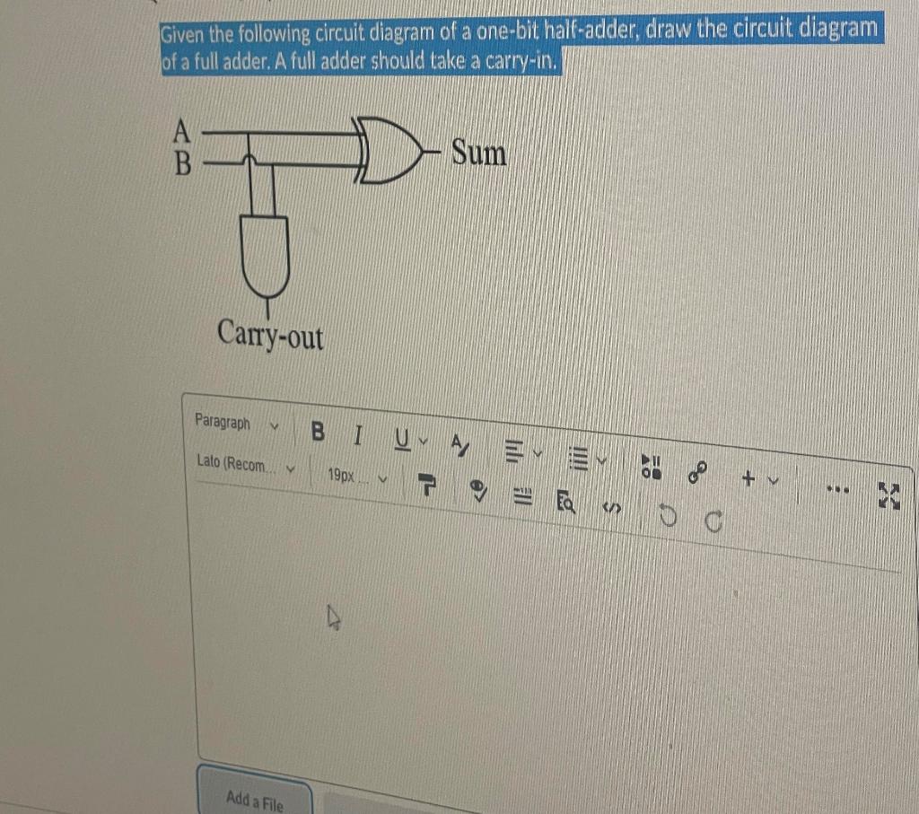 Solved Given the following circuit diagram of a one-bit | Chegg.com