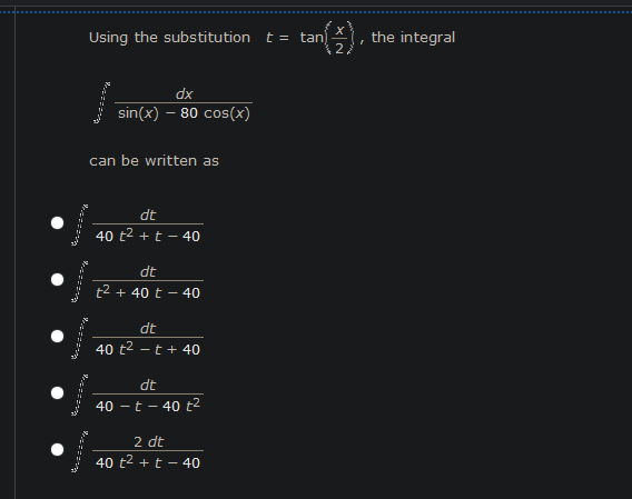 Solved Using the substitution t = tan) tan). the integral dx | Chegg.com
