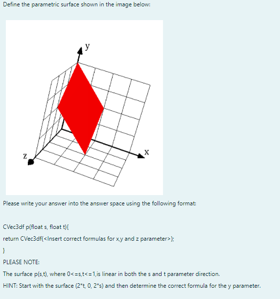 Solved Define the parametric surface shown in the image | Chegg.com