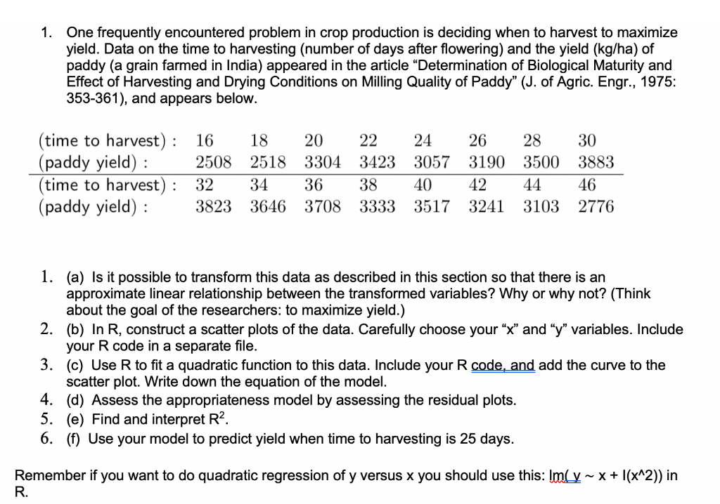 Solved 1. One frequently encountered problem in crop | Chegg.com