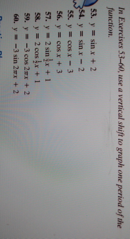 Solved In Exercises 53-60, use a vertical shift to graph one | Chegg.com Solved In Exercises 53-60, use a vertical shift to graph one | Chegg.com