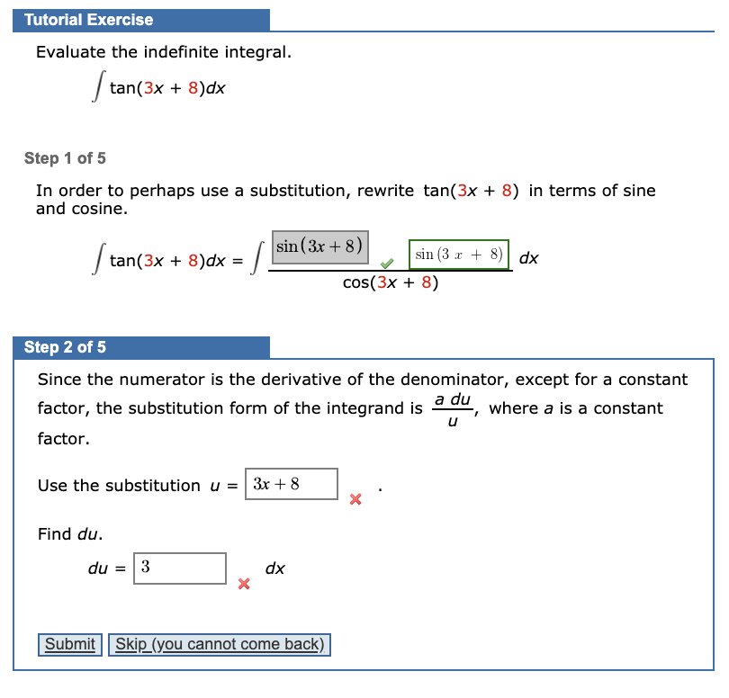 Solved Tutorial Exercise Evaluate the indefinite integral. | | Chegg.com