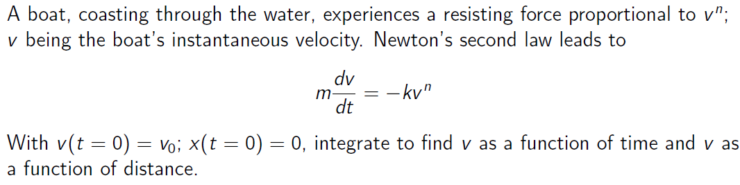 Solved A boat, coasting through the water, experiences a | Chegg.com